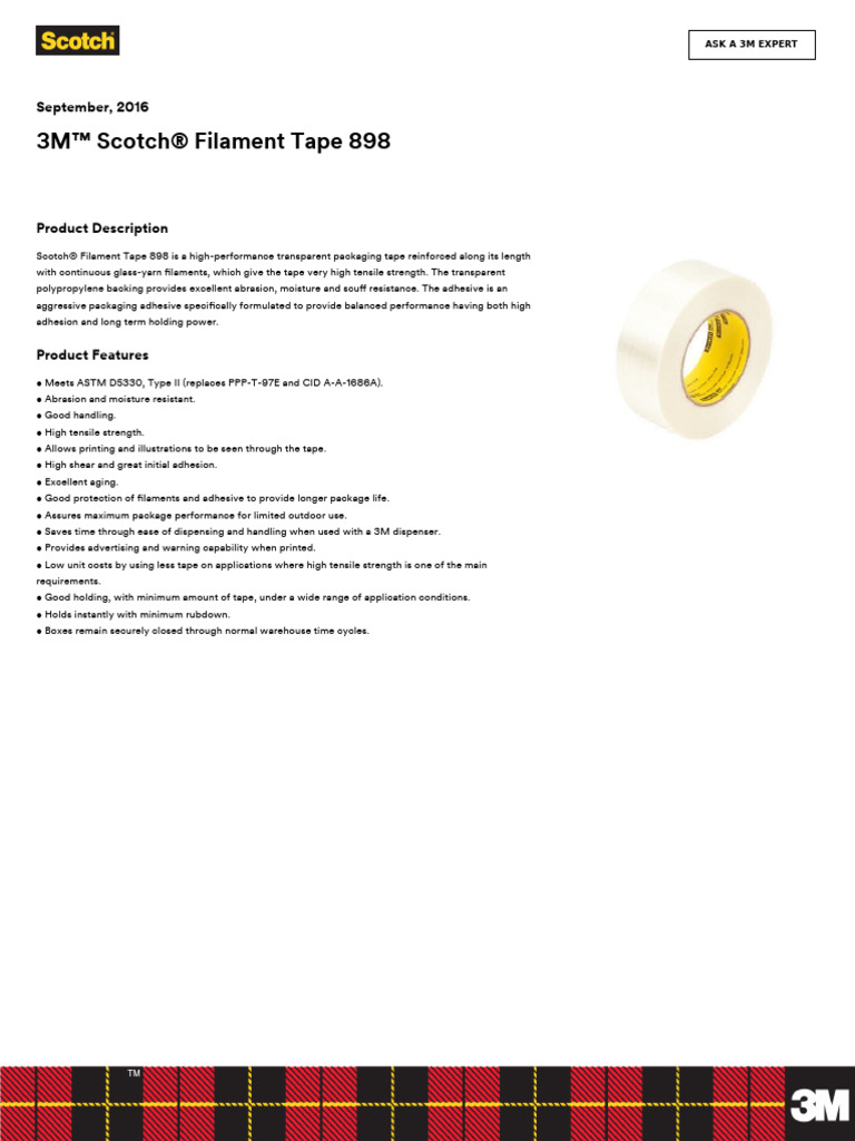 3M Scotch Filament Tape 898 | PDF