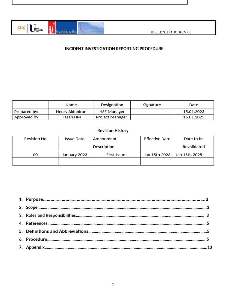 HSE Incident Investigation Procedure | PDF | Risk | Occupational Safety ...