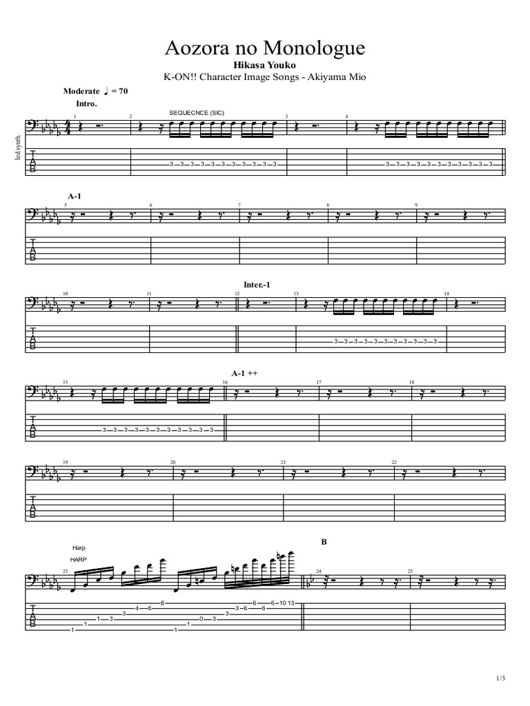 Aozora No Monologue - Synth V | PDF