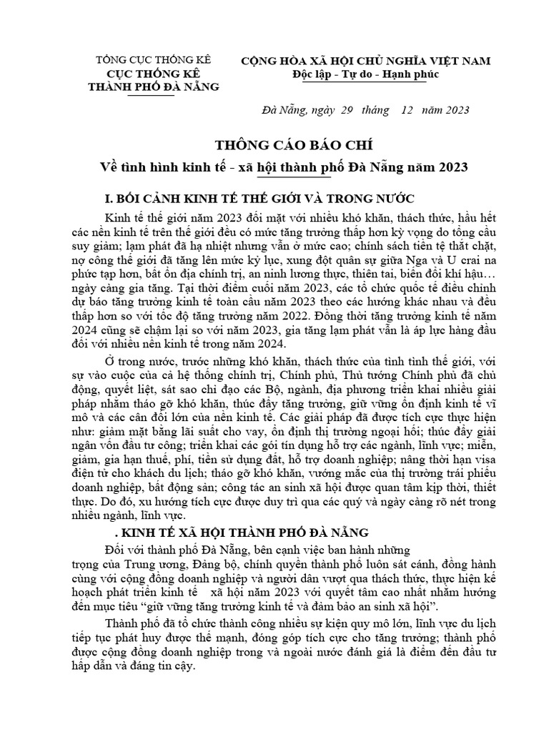 5.thong Cao Bao Chi KTXH Nam 2023 - Ban Hanh | PDF