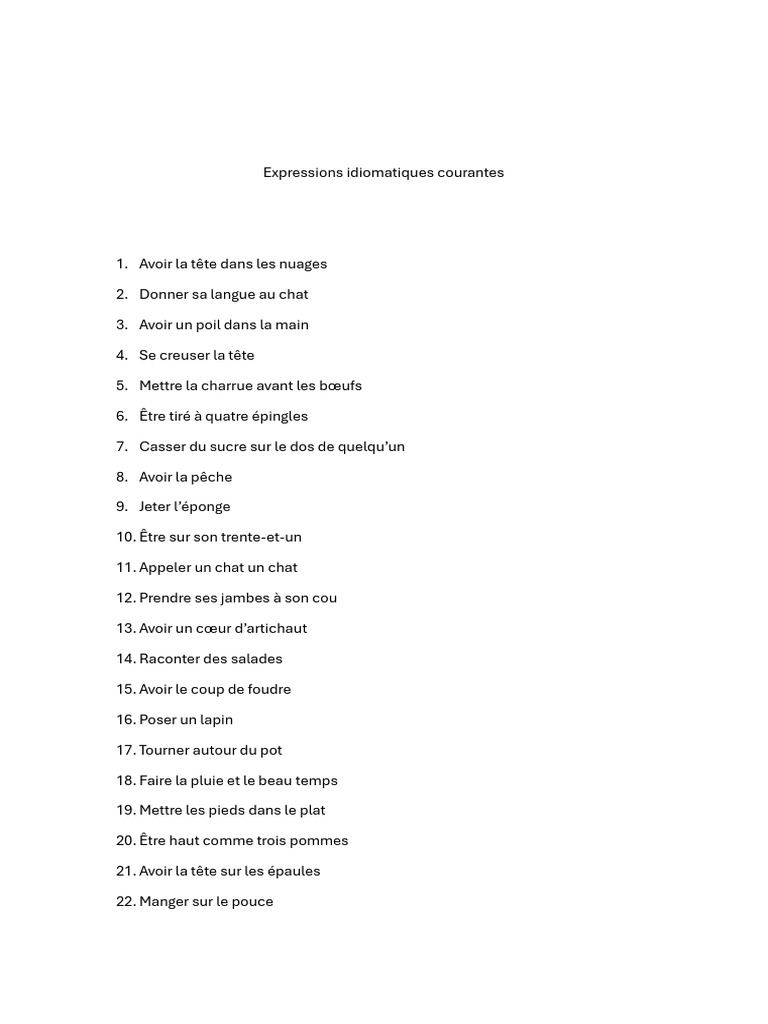 Expressions Idiomatiques | PDF