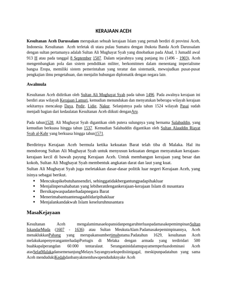 Kerajaan Aceh | PDF