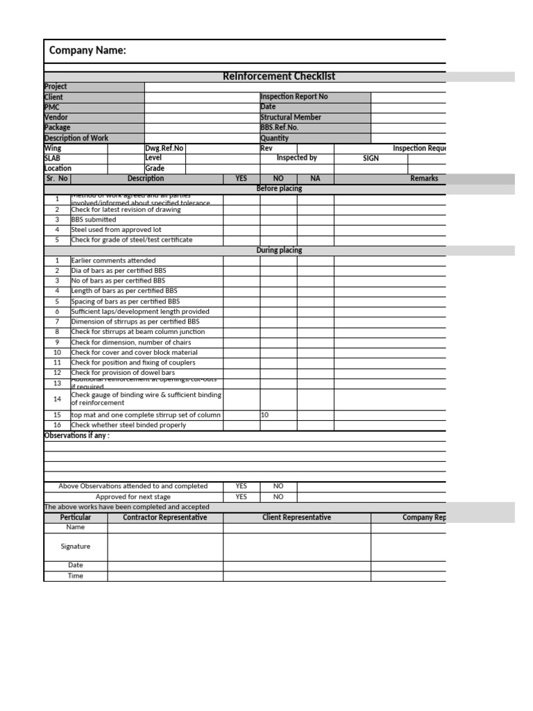 2.reinforcement Checklist | PDF