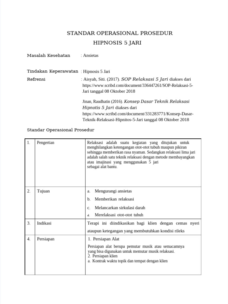 PDF Sop Hipnosis 5 Jari | PDF