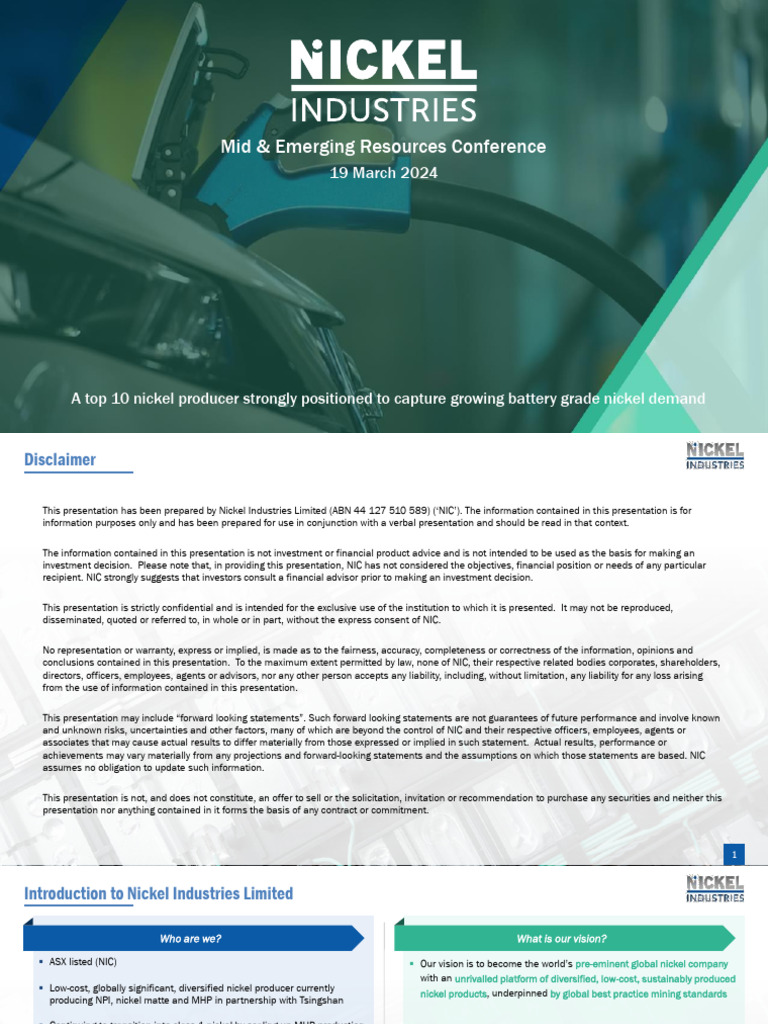 Nickel Industries - UBS Conference vFINAL | PDF