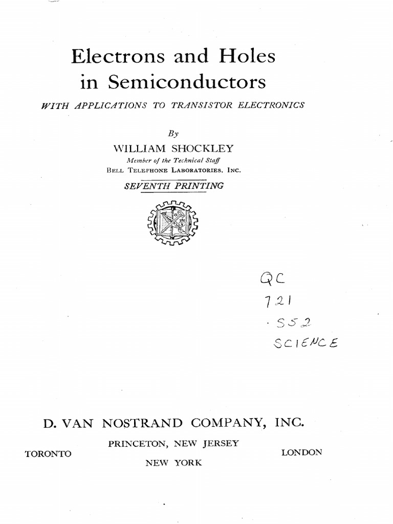 William Shockley - Electrons and Holes in Semiconductors With ...