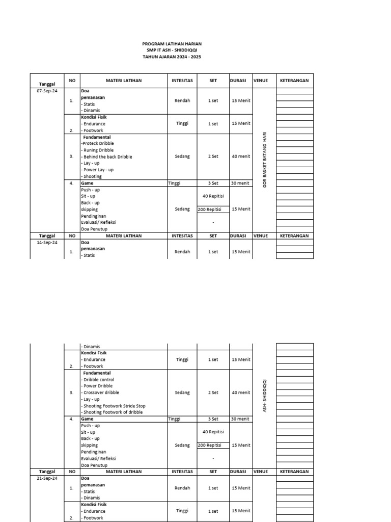 Program Latihan | PDF