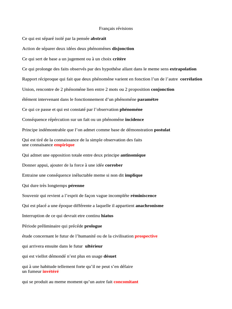 Pdfrevision Vocabulaire | PDF