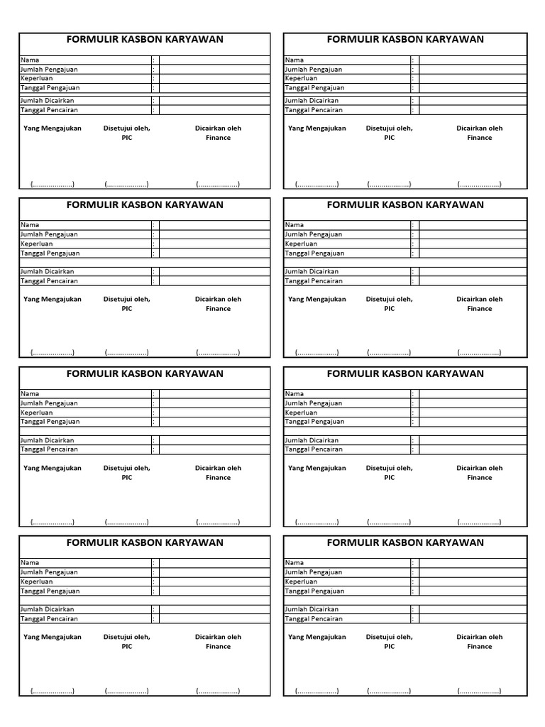 Form Pengajuan Kasbon | PDF
