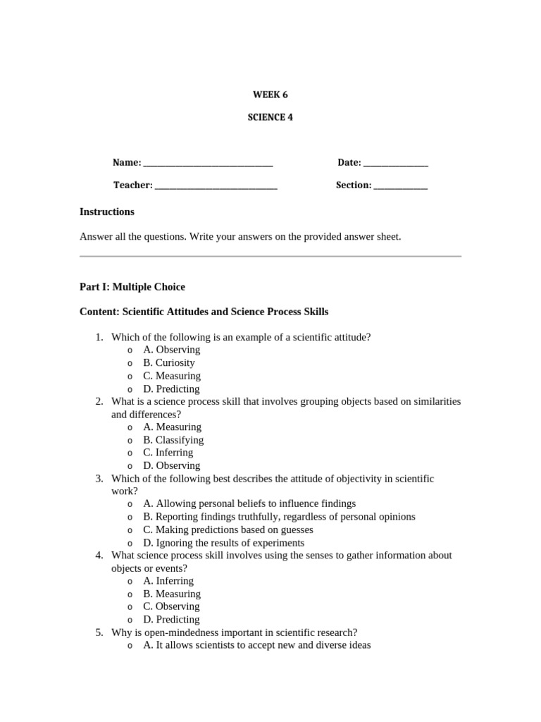 Scientific Attitudes in 4th Grade Science | PDF | Science | Knowledge