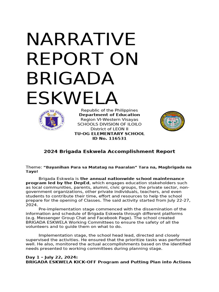 Brigada Accomplishment 2024 (Gemmarie) | PDF