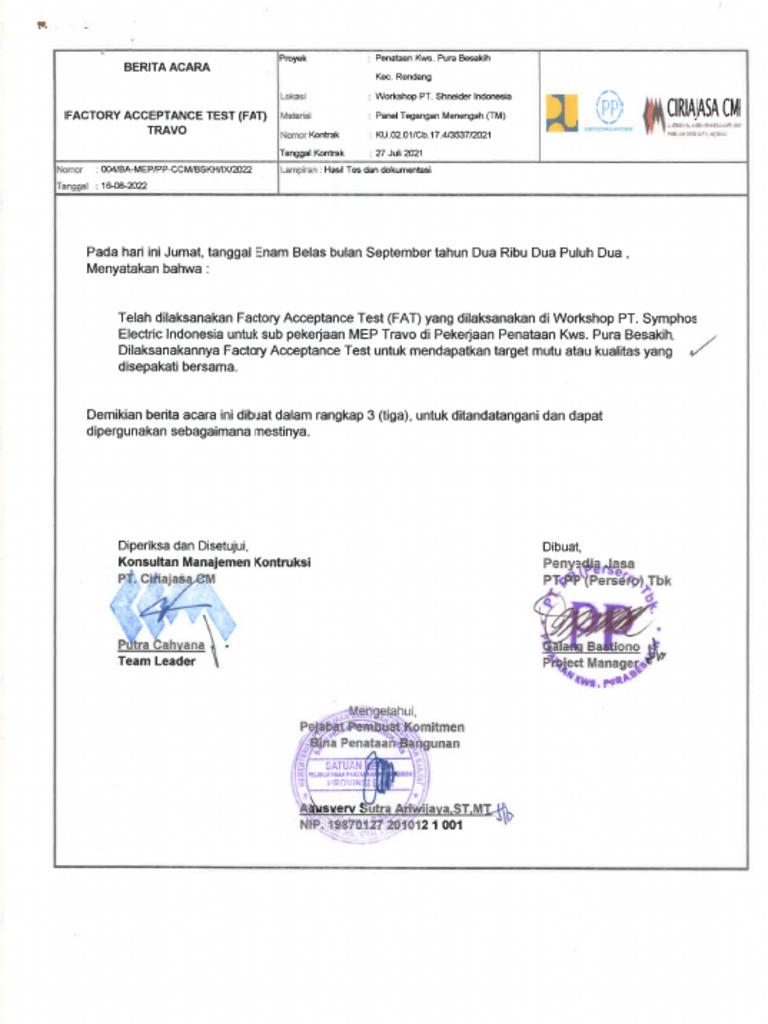 004 BA Factory Acceptance Test Travo | PDF