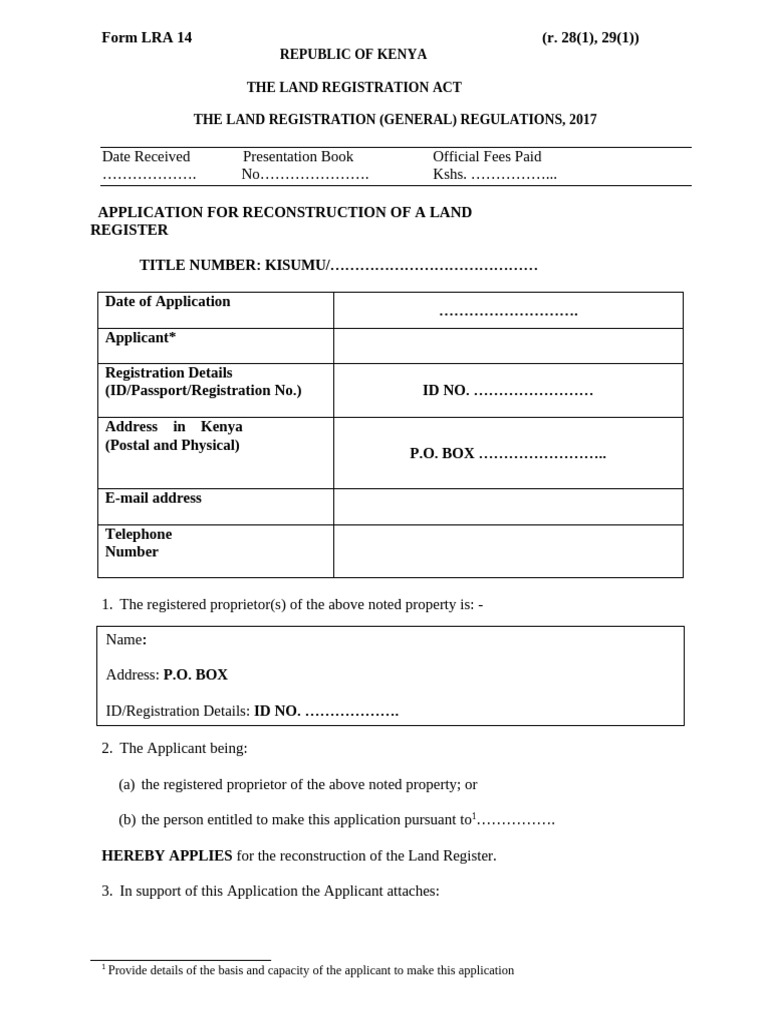 Form LRA 14 - Blank | PDF