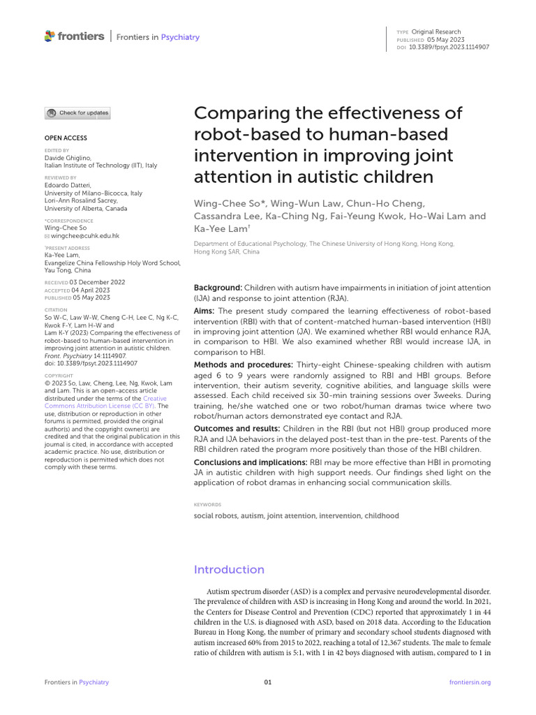 Comparing the effectiveness of robot-based to human-based intervention ... Comparing the effectiveness of robot-based to human-based intervention ...