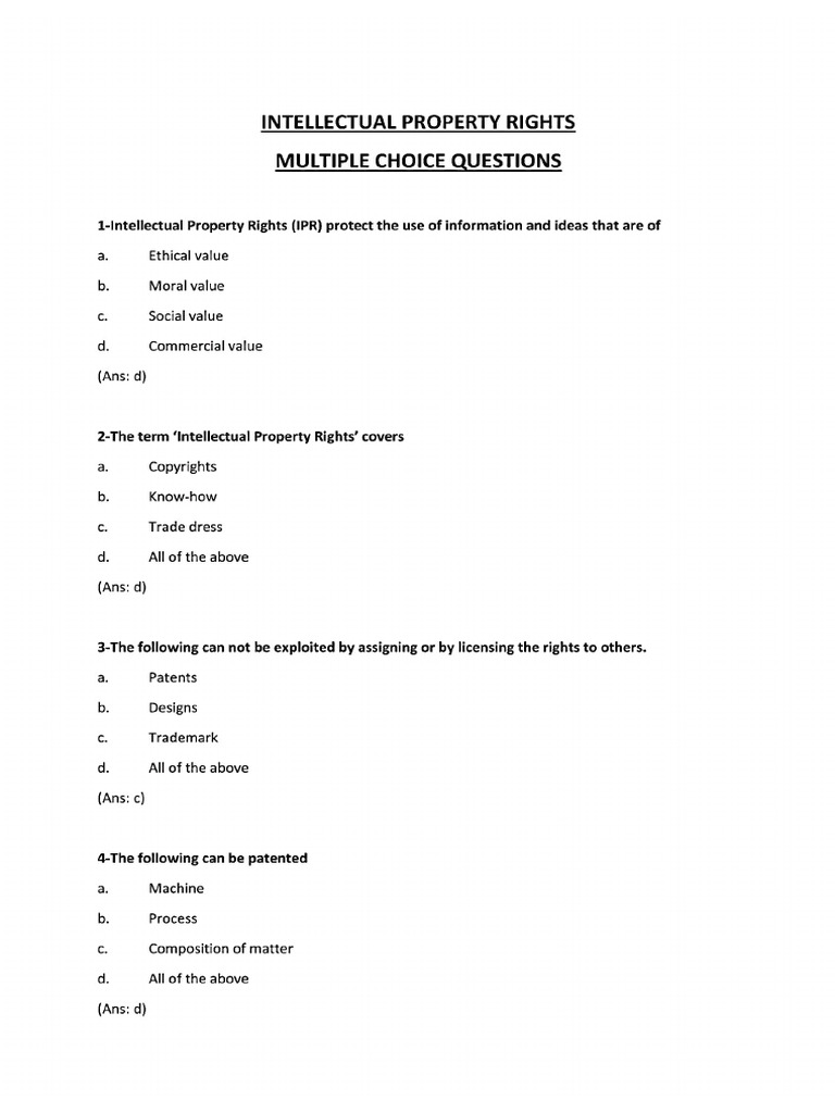IPR mcq | PDF IPR mcq | PDF