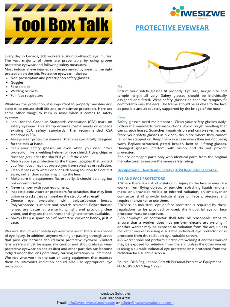 IWE - ToolBox 001 - Eye Safety | PDF