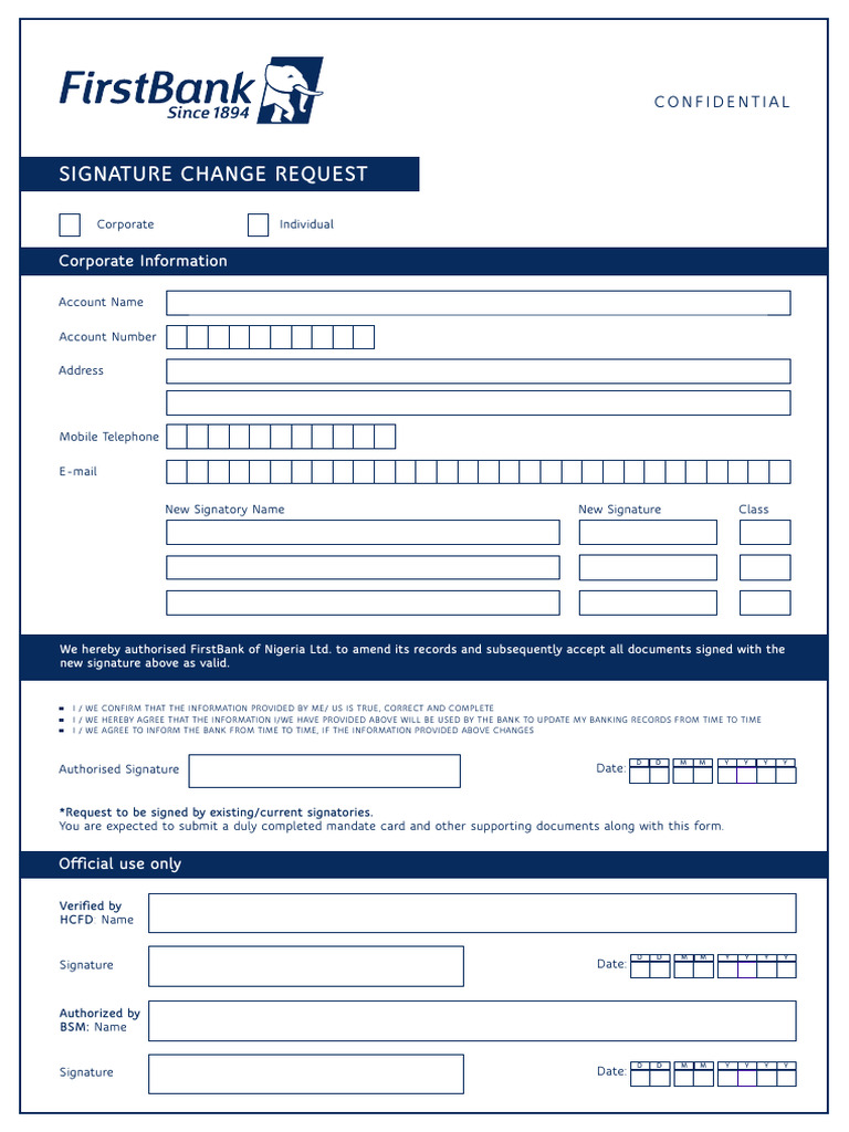 Signature Change Request (Corporate) | PDF