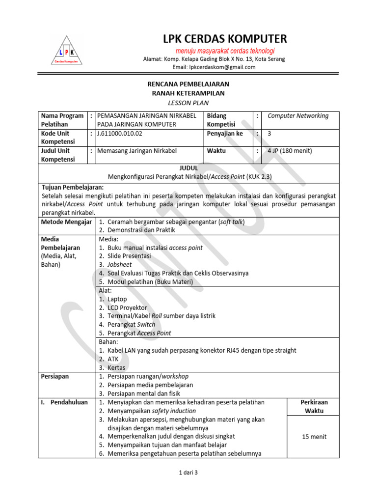 04 KKNI Nas24-Cth Lesson Plan | PDF
