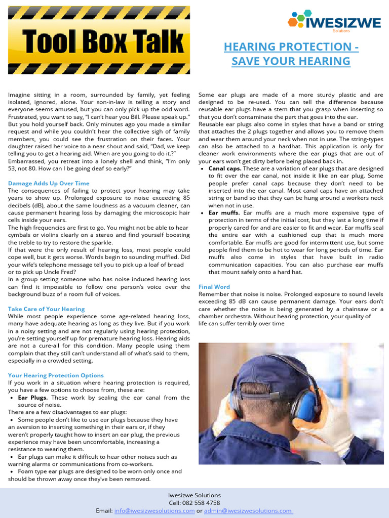 IWE - ToolBox 003 - Hearing Protection | PDF