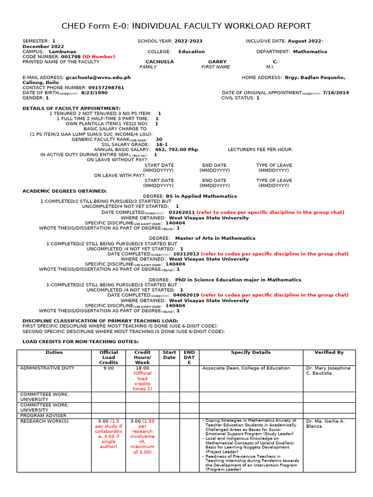 CHED E 0 Guide | PDF