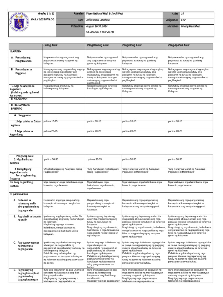 Ancheta Dll Esp10 Wk5 | PDF
