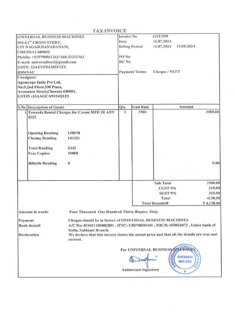 Universal Tax Invoice | PDF