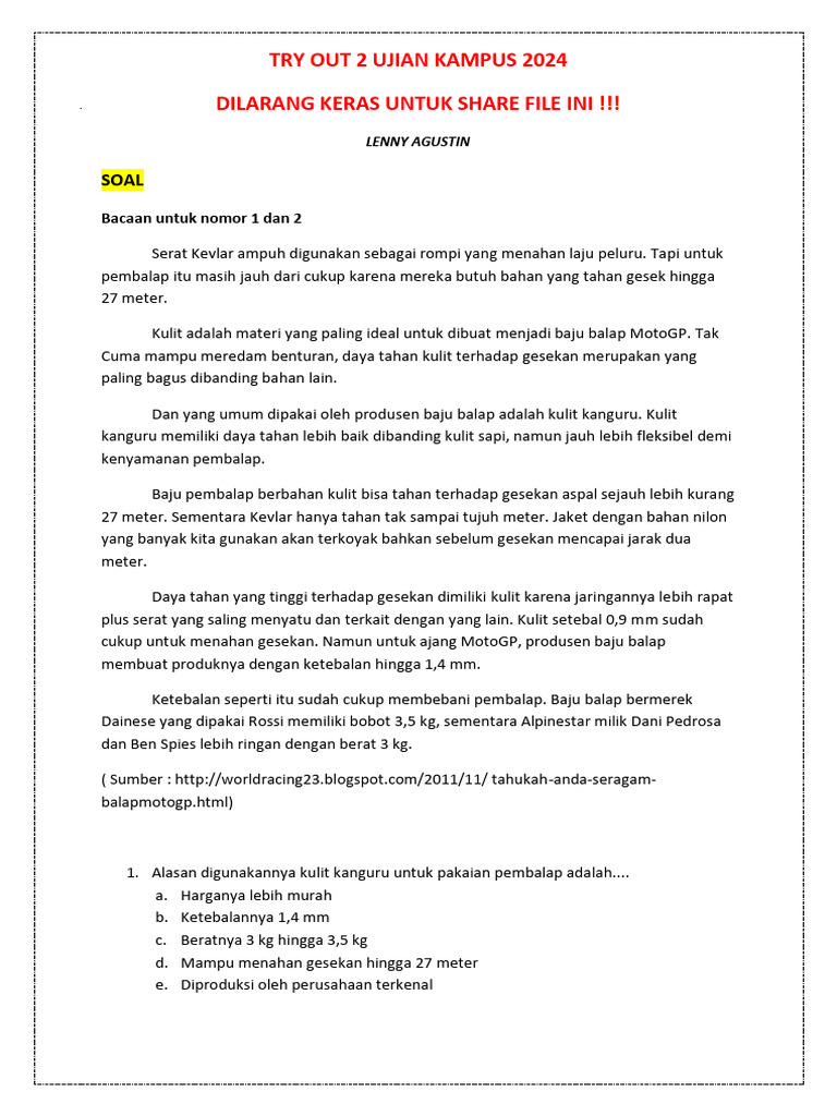 PEMBAHASAN TRYOUT 2 | PDF