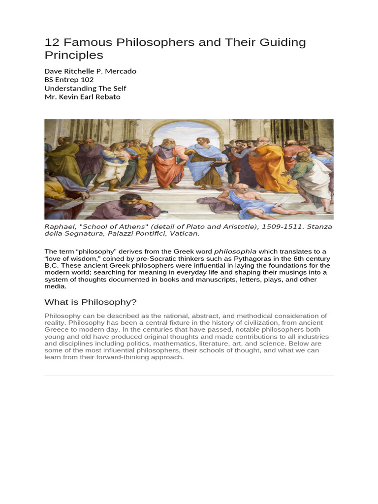 12 Famous Philosophers and Their Guiding Principles | PDF