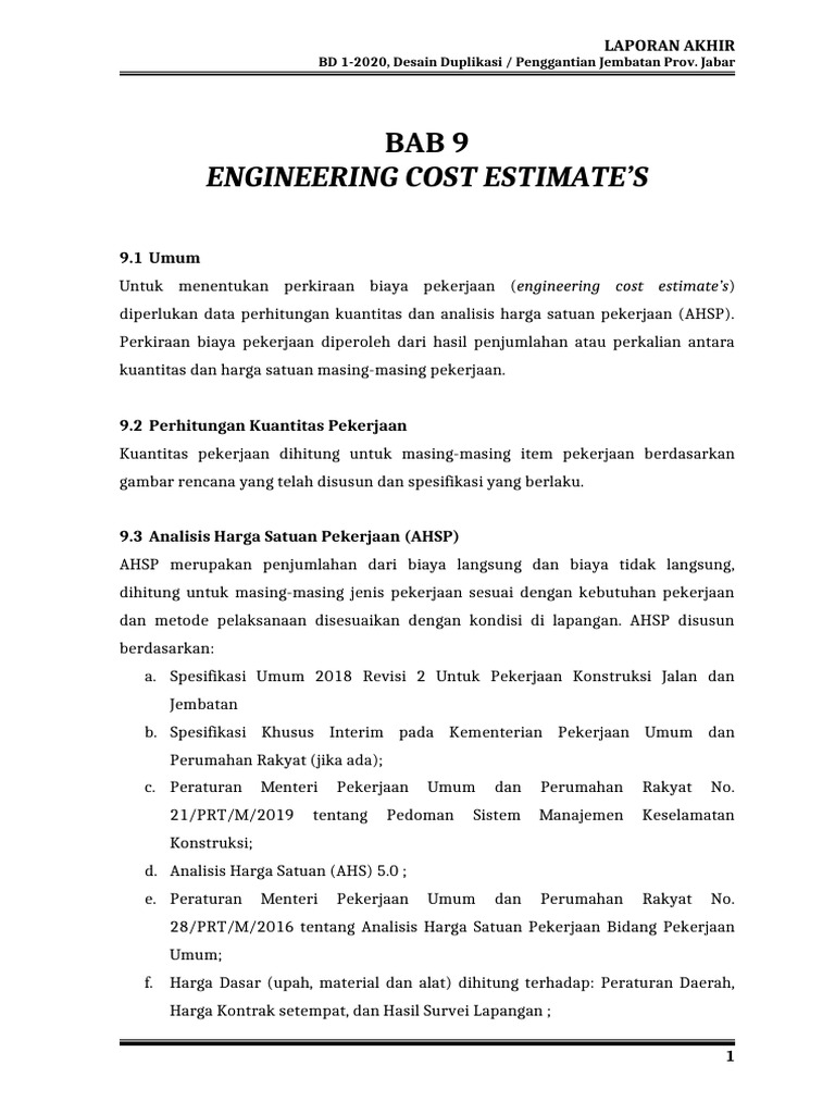 Estimasi Biaya Konstruksi Jembatan Jabar | PDF | Indonesia