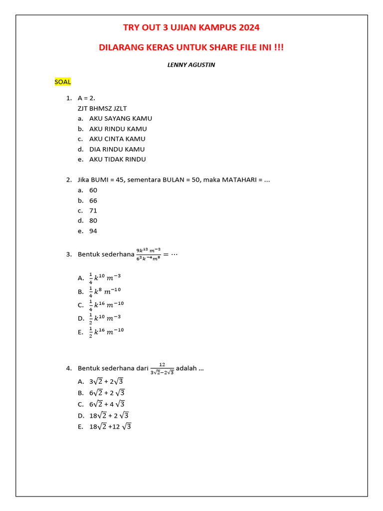 Pembahasan Tryout 3 | PDF