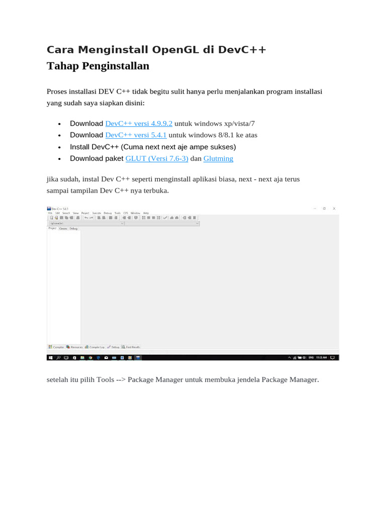 Cara Menginstall OpenGL Di DevC | PDF