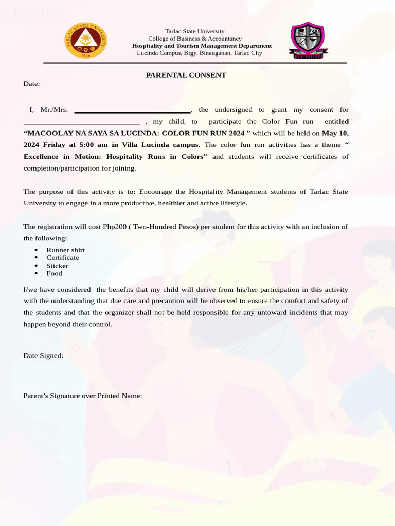Color Fun Run Parent Consent | PDF