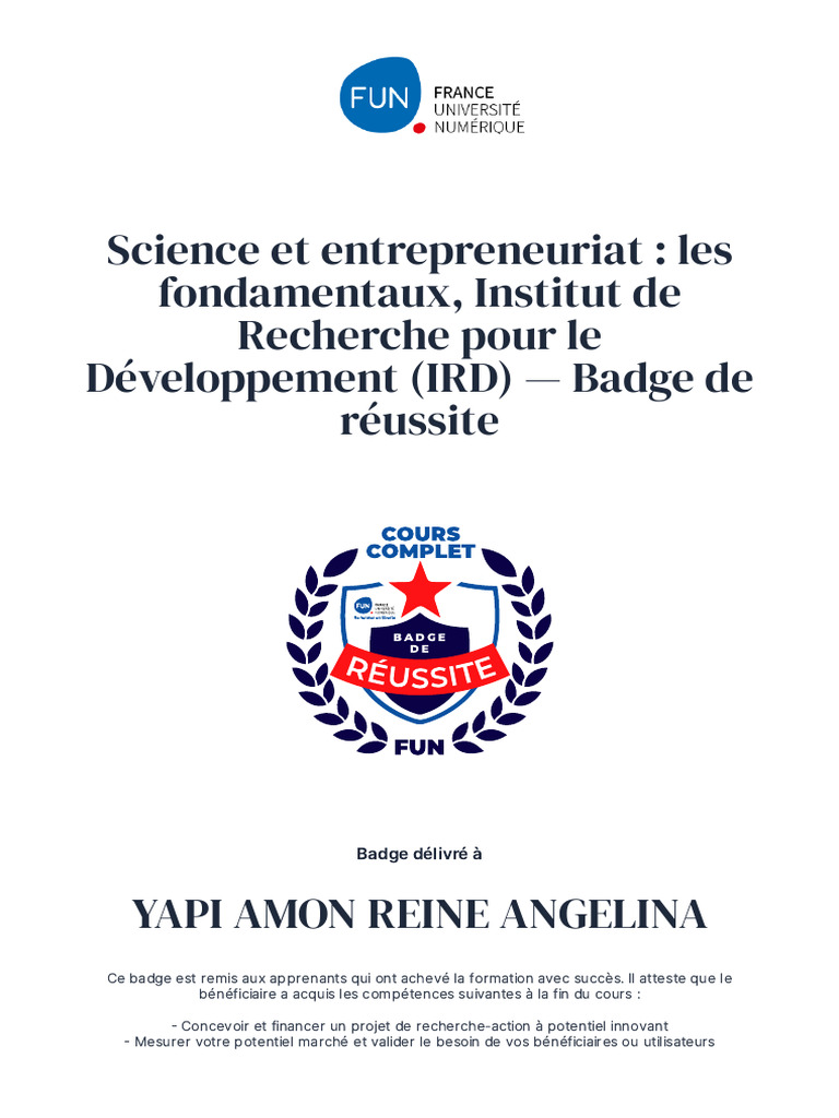 2024 06 22 Science Et Entrepreneuriat Les Fondamentaux Institut de Recherche Pour Le ...