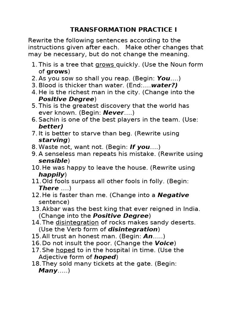 Transformation Practice I | PDF