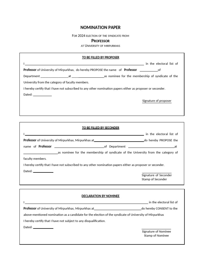 Nomination paper | PDF
