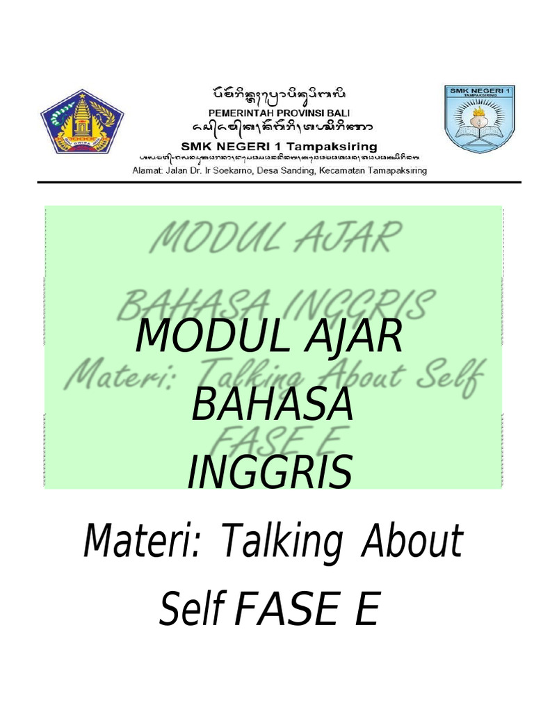 Modul Ajar Talking About Self | PDF