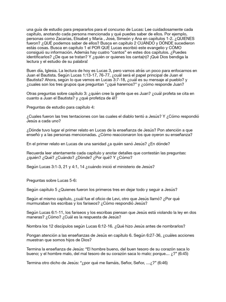 Lucas - Preguntas de Estudio | PDF