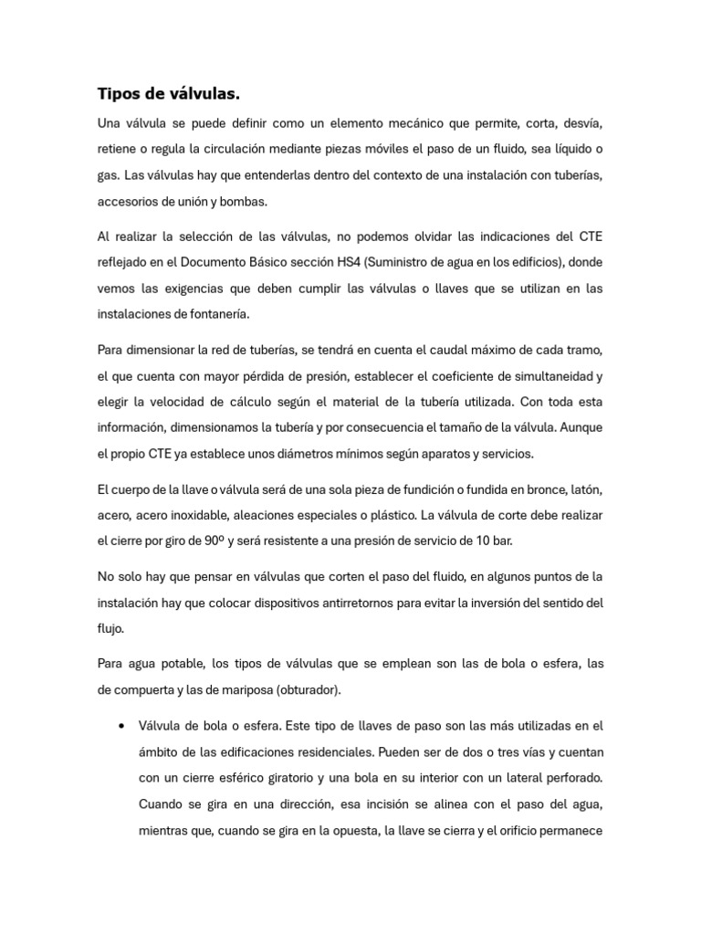 Tipos de Válvulas | PDF