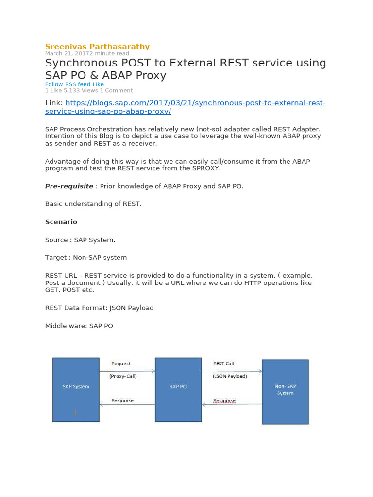 Synchronous POST To External REST Service Using SAP PO & ABAP Proxy | PDF
