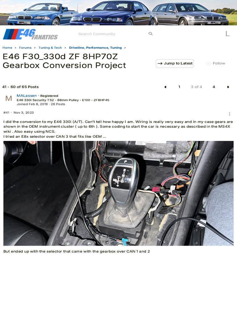 E46 F30 - 330d ZF 8HP70Z Gearbox Conversion Project - Page 3 - E46 Fanatics Forum | PDF