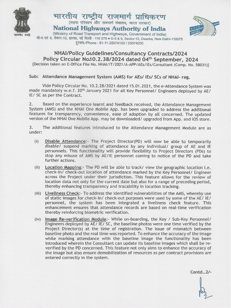 Policy Circular No. 10.2.38 Attandance Management System | PDF