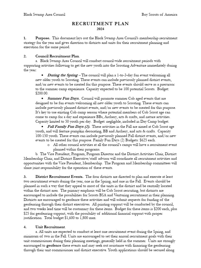 Black Swamp Area 449 Recruitment Plan 2024 | PDF | Patriotic And ...