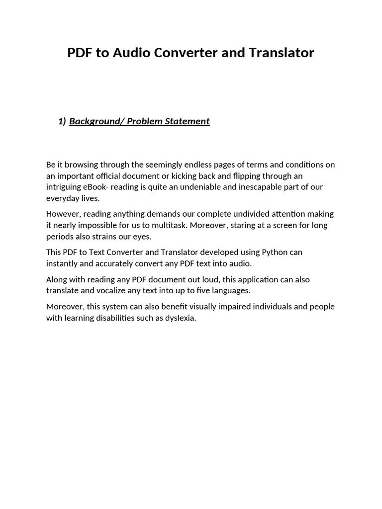 PDF To Audio Converter and Translator | PDF