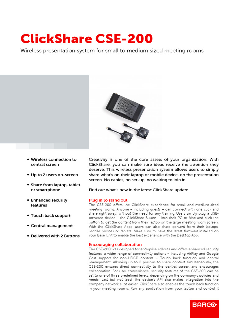 ClickShare CSE-200 - en - 1710424425.17754 | PDF
