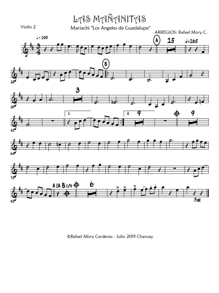 LAS MAÑANITAS (Mujer) - Violin 2 | PDF