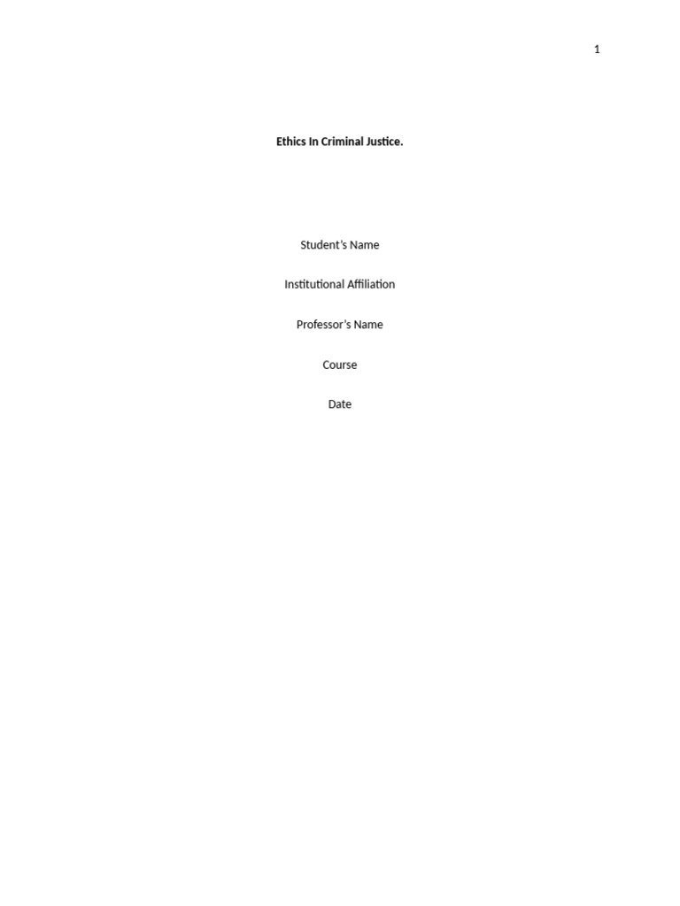 Ethics in Criminal Justice | PDF