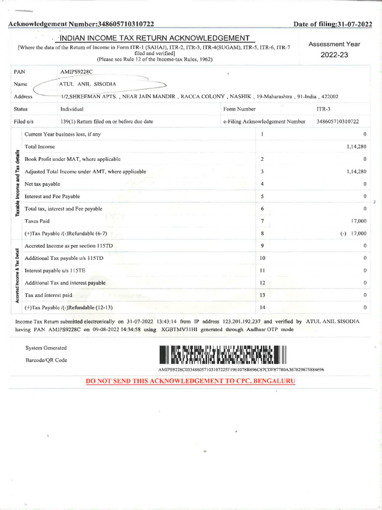 Atul Itr 22.23 | PDF