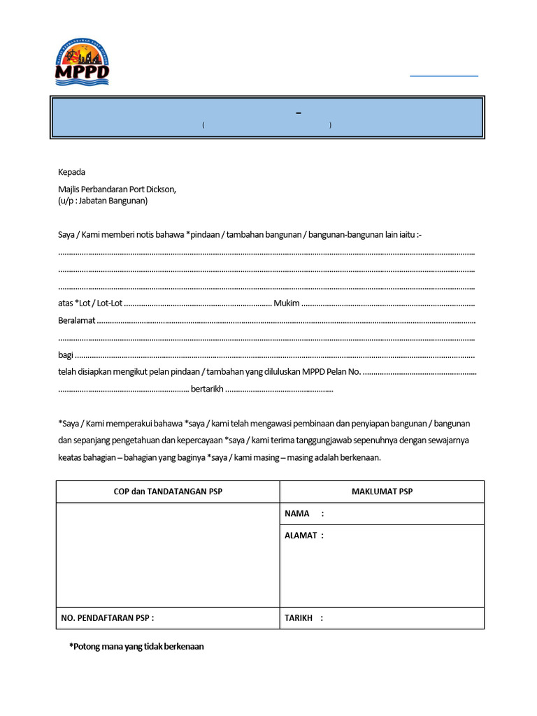 Borang Perakuan Siap Kerja Binaan | PDF
