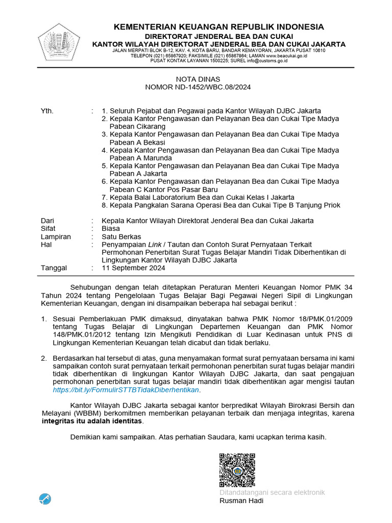 Penyampaian Link Tautan Dan Contoh Surat Pernyataan Terkait Permohonan ...