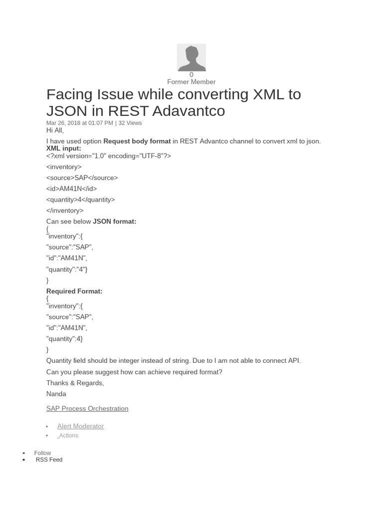 Issue while converting XML to JSON in REST Adavantco | PDF